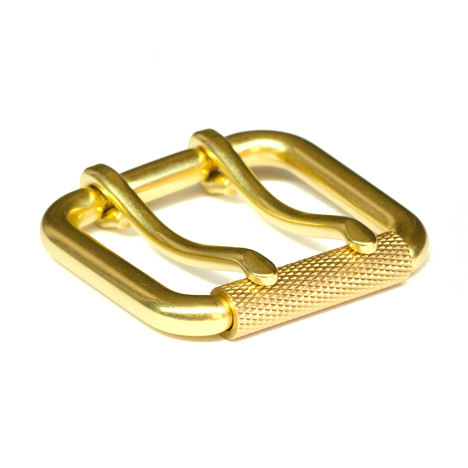 Double Prong Textured Roller Buckle | Solid Brass - Natural | 38mm (1 ...